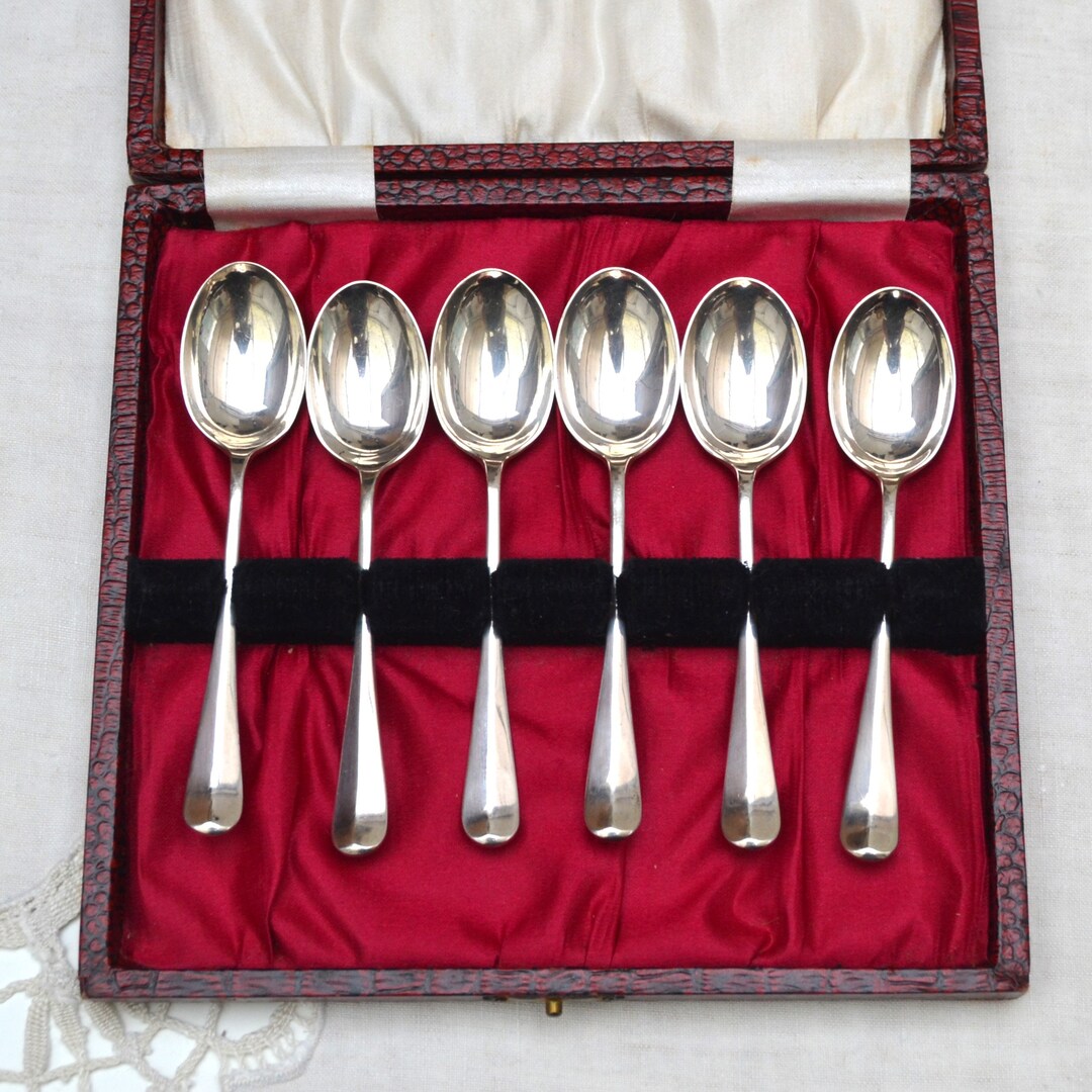 Set of Six 1920's Antique Sterling Silver Teaspoons in A Box - Etsy