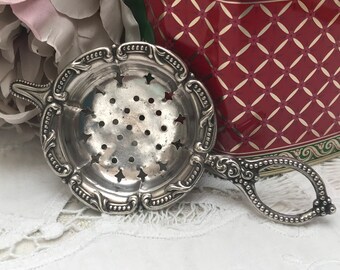 Antique Sterling Silver Tea Strainer, Flower Shape Art Nouveau Small ...