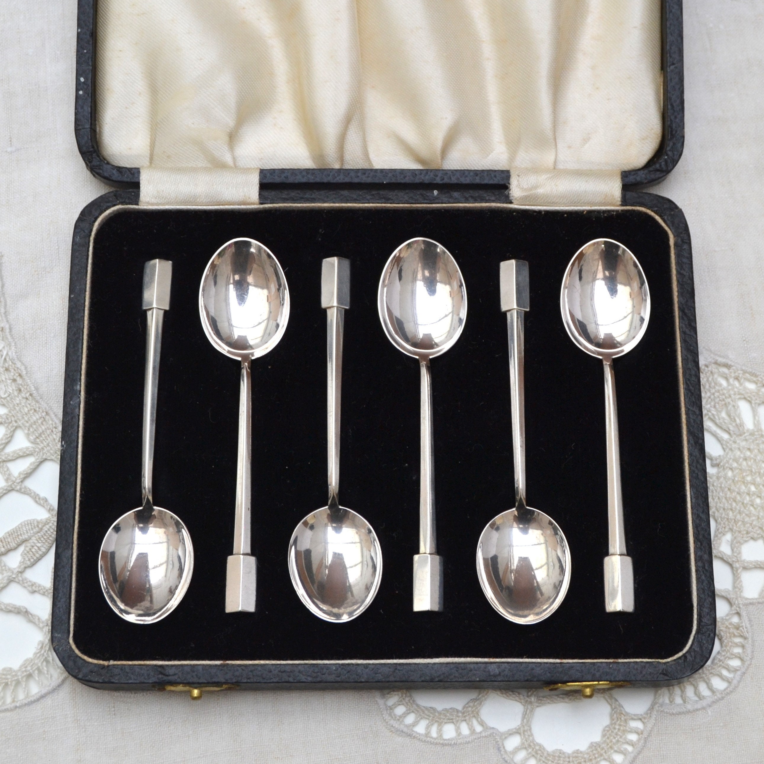 Boxed Set of Six Art Deco Sterling Silver Teaspoons - Etsy
