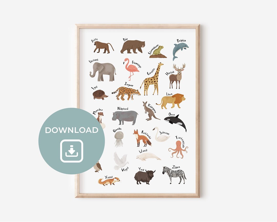 Tier Alphabet Kinder Digital Download | Alphabet Bild | ABC Lernen ...