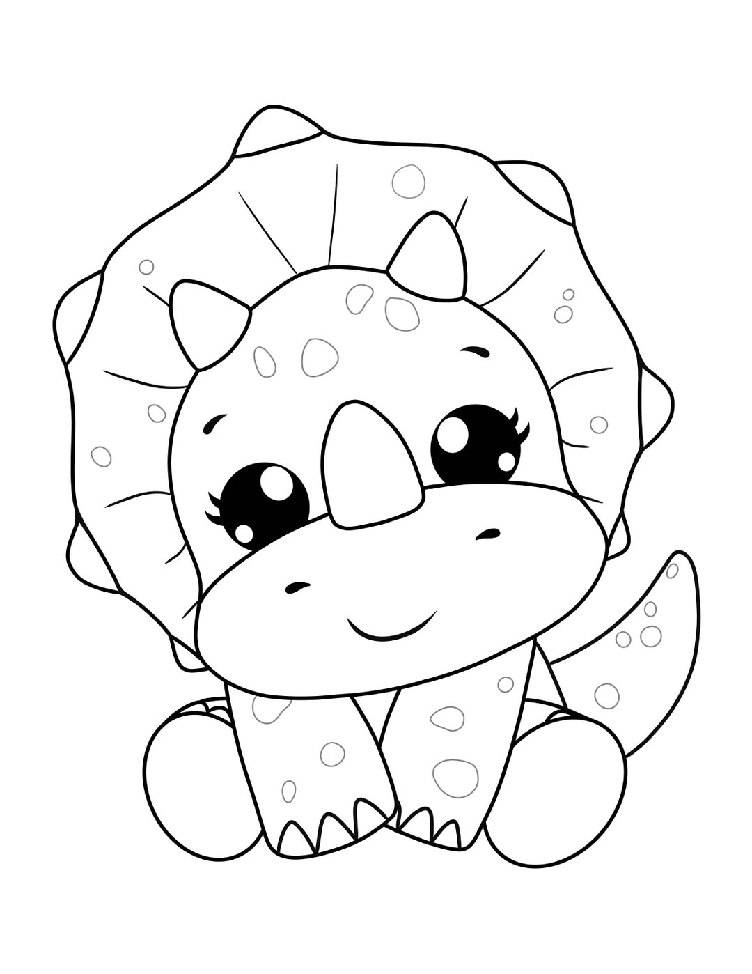 Creativestepsarts: Printable Hand Drawn Cute Dinosaur Coloring Page - Etsy