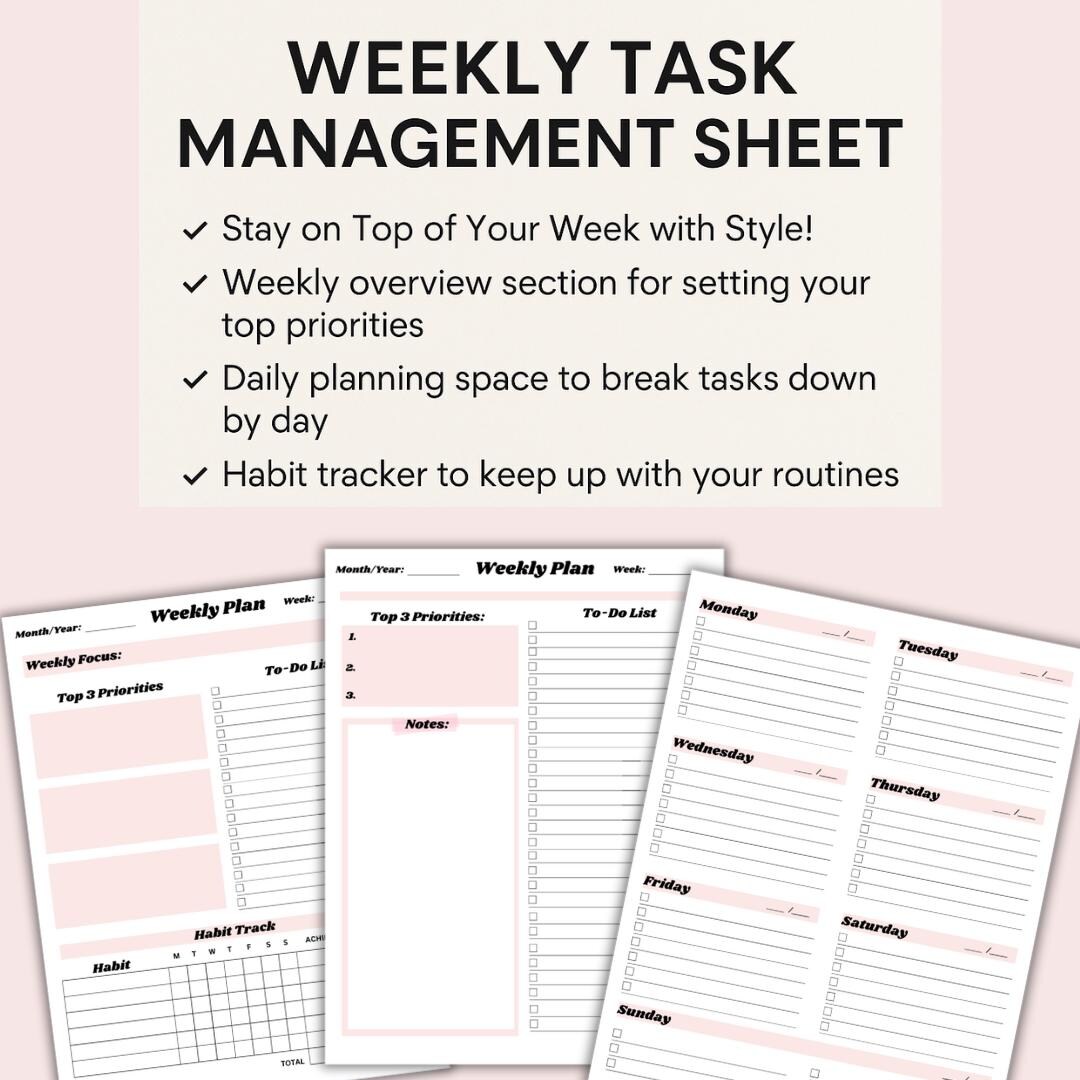 Digital Weekly Planner PDF | Printable Habit Tracker & To-do List ...
