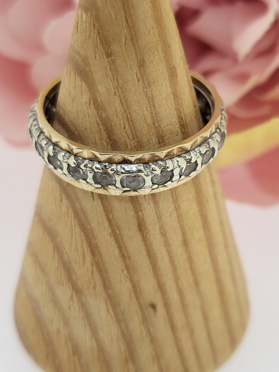 Vintage Pre-loved 9ct Gold Cubic Zirconia Full Eternity Band Ring. Size ...
