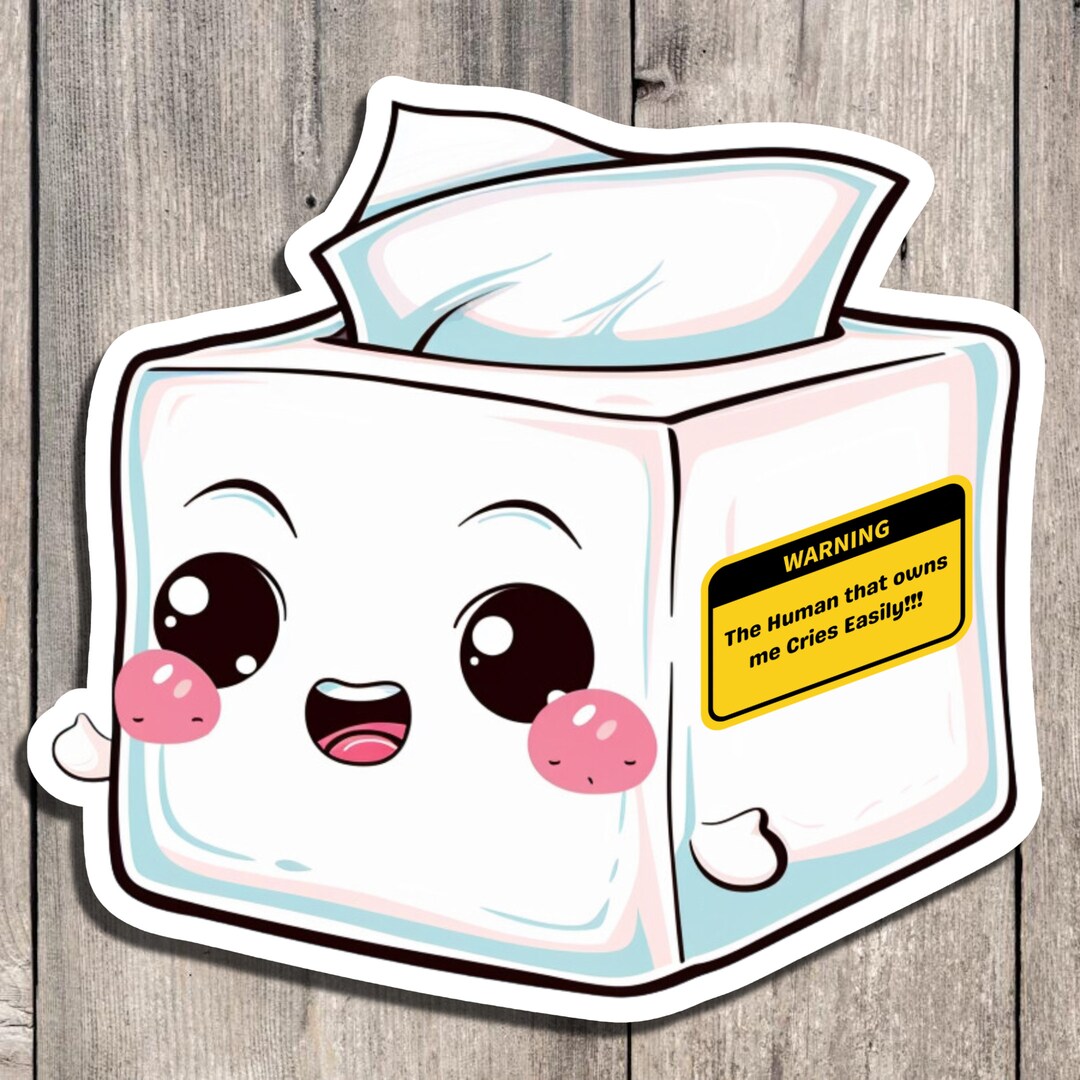 Cute Tissue Box Sticker With Warning Label-- 100 Percent Waterproof ...