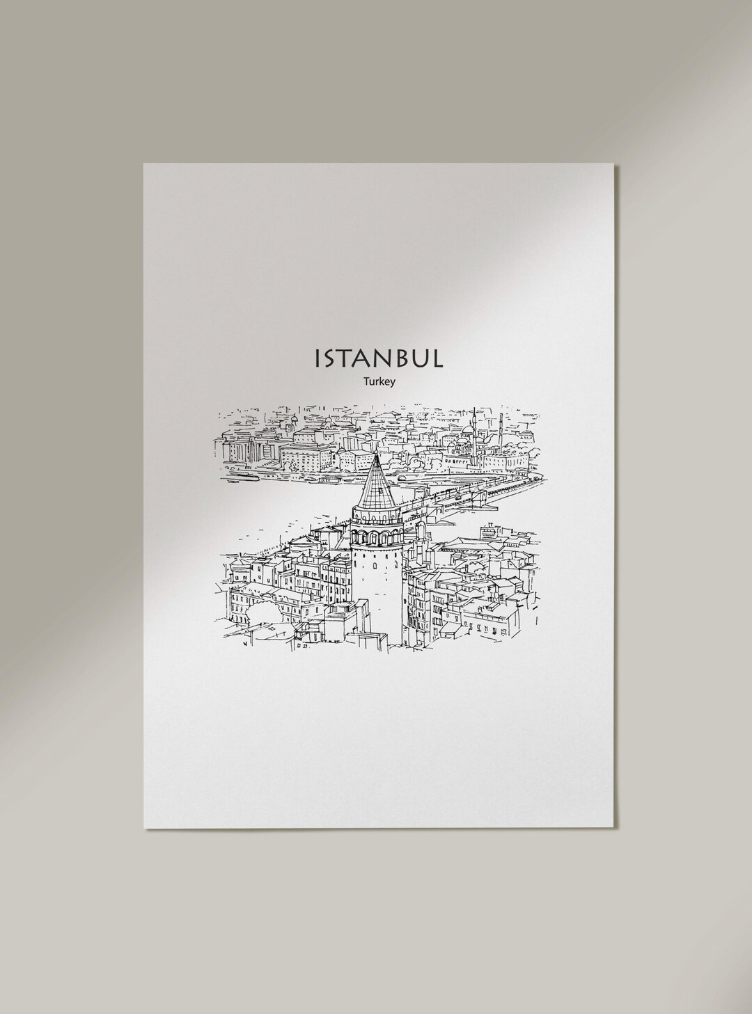 Istanbul Line Art Sketch – Minimalist City Skyline Print - Etsy