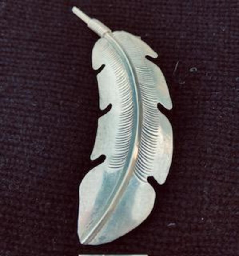 Vintage NAVAJO Western Indian Style Sterling Silver FEATHER BARRETTE ...