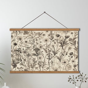Vintage Botanical Art,botanical Textile Print on Hanging Canvas ...