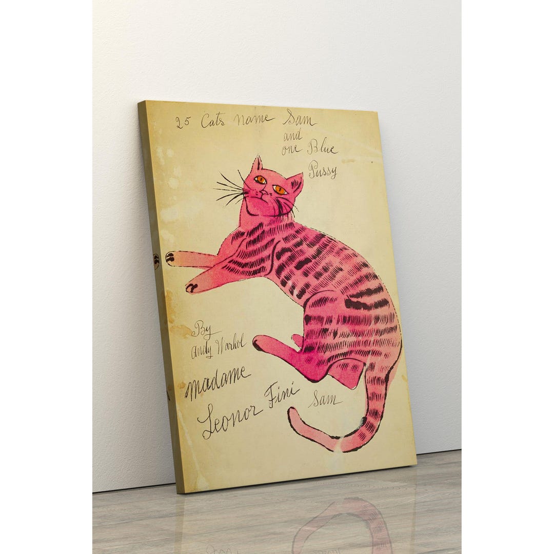Andy Warhol Cat Sam Print, Pink Pop Art Cat Poster, Vintage Animal Wall ...