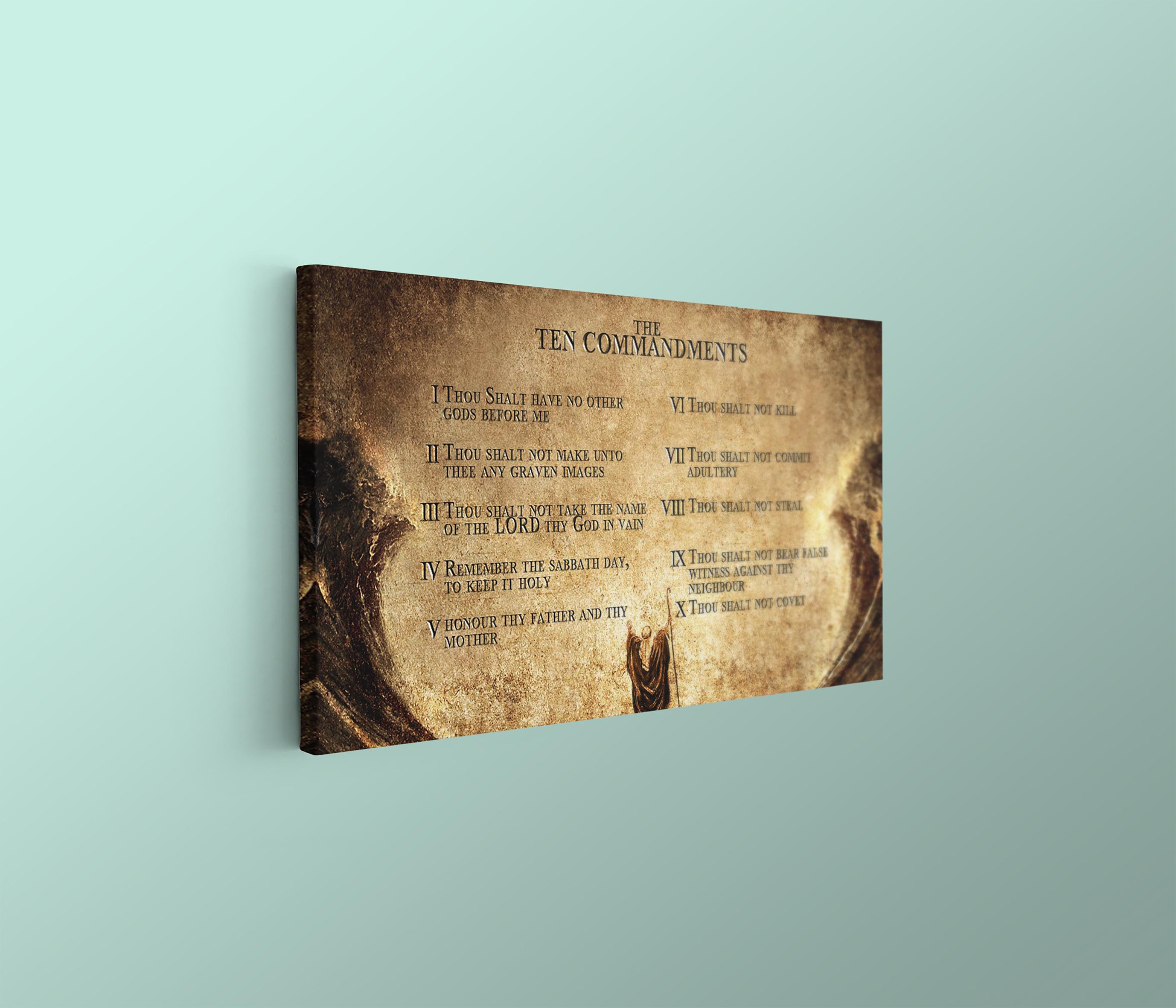 The Ten Commandments,christian Custom Scroll Framed Print Rustic ...