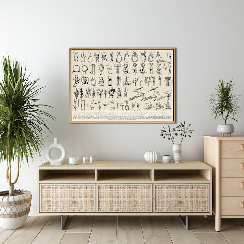 Hanging Vintage Nautical Print, Nautical Knots Wall Art, Sailor Knots ...