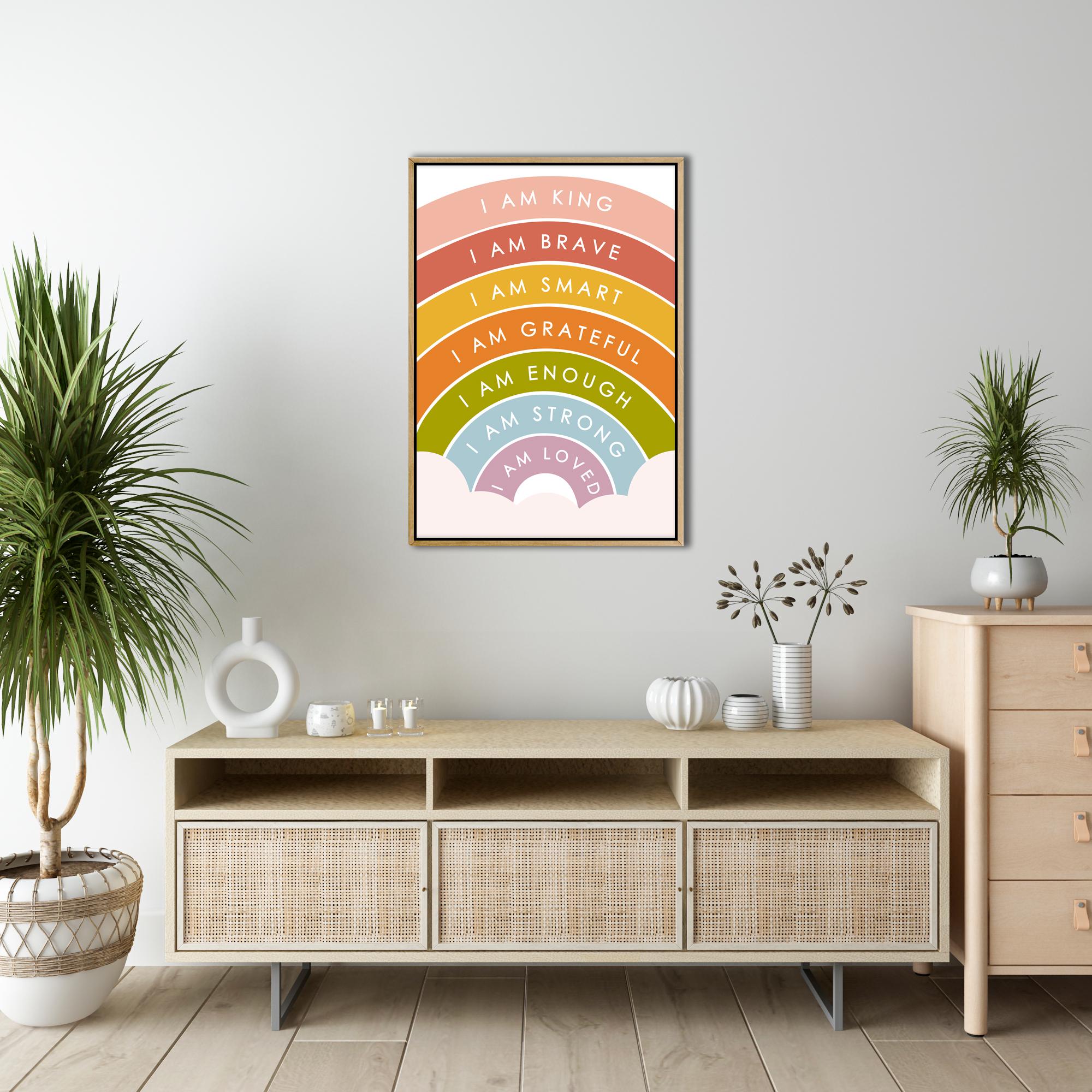 Positive Affirmations Rainbow Canvas Print - Kids Room Wall Art ...