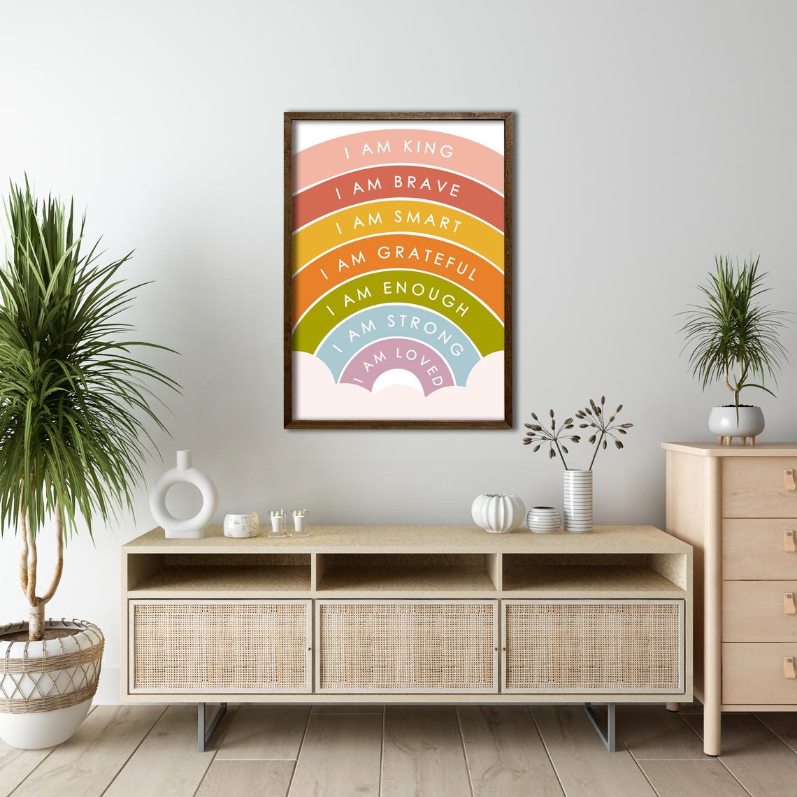 Positive Affirmations Rainbow Canvas Print - Kids Room Wall Art ...
