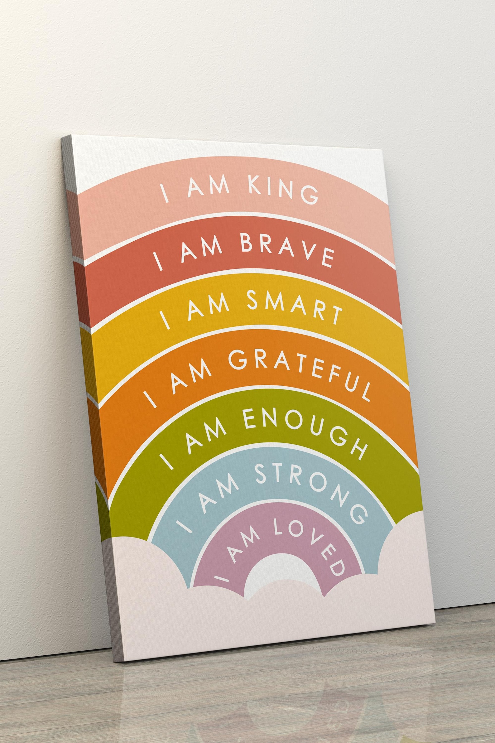 Positive Affirmations Rainbow Canvas Print - Kids Room Wall Art ...