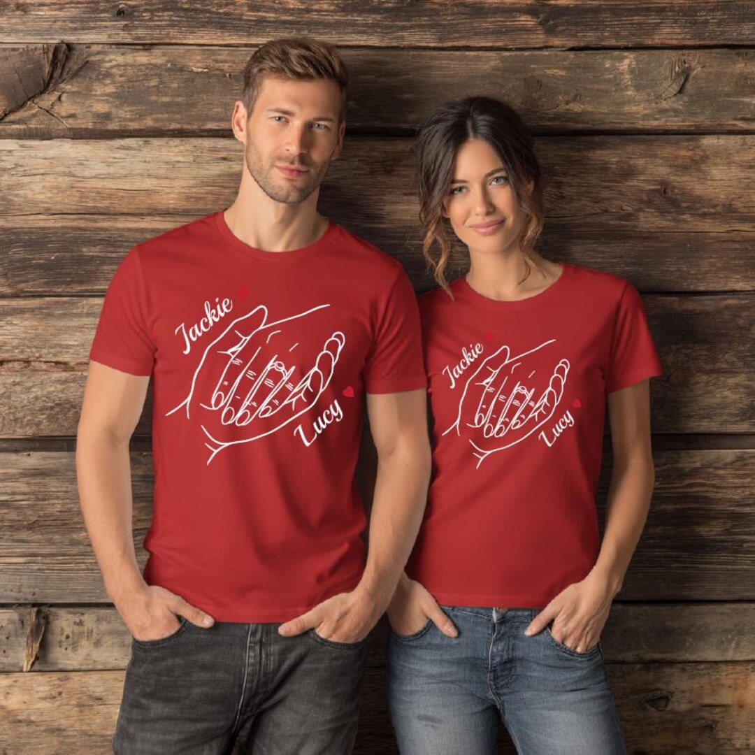 Personalized Couple Line Art Shirts, Holding Hands Line Art Design ...