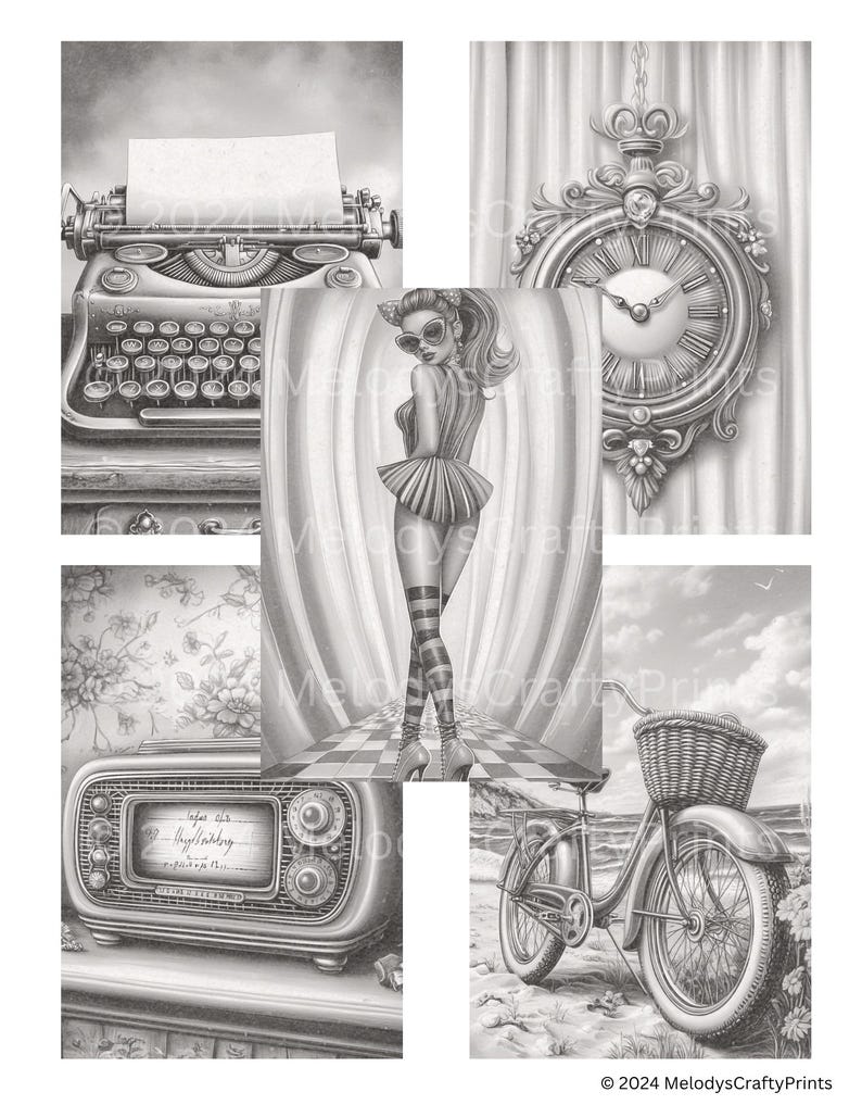 Retro 50s 60s Coloring Pages: Classic American Diner & Cars (PDF ...