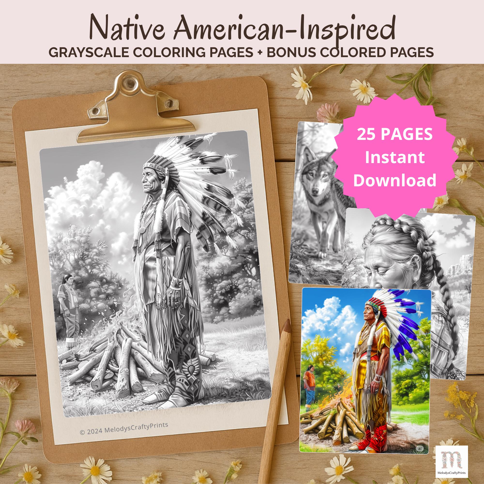 Native American Coloring Pages: Dream Catcher, Wolf, Feather Designs ...