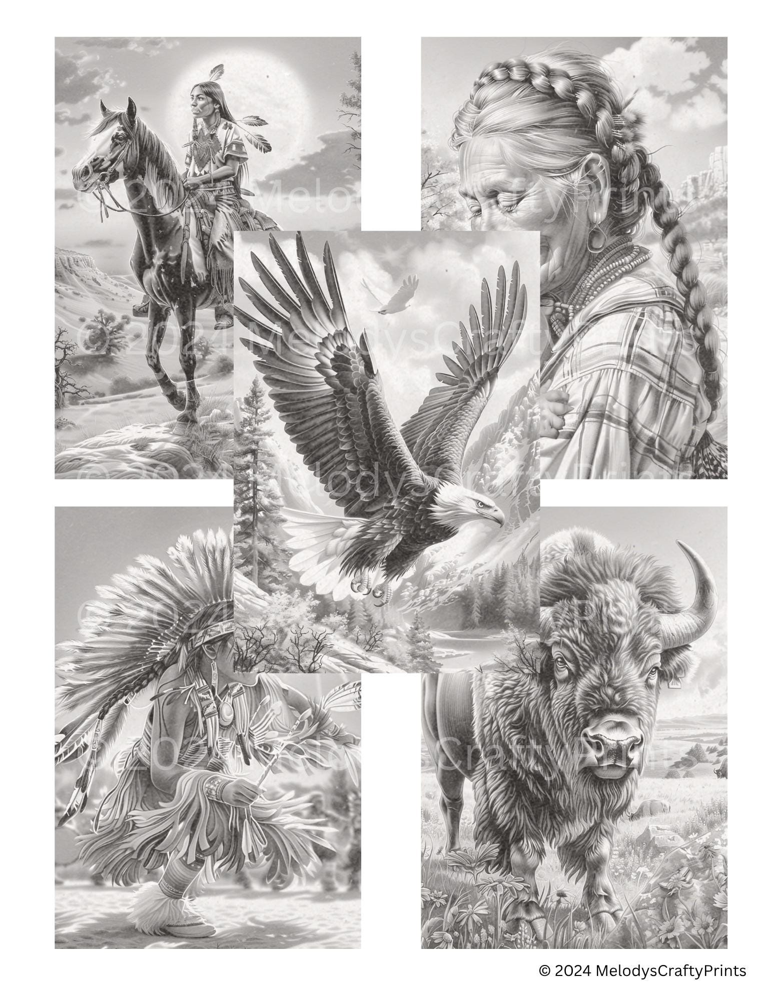 Native American Coloring Pages: Dream Catcher, Wolf, Feather Designs ...