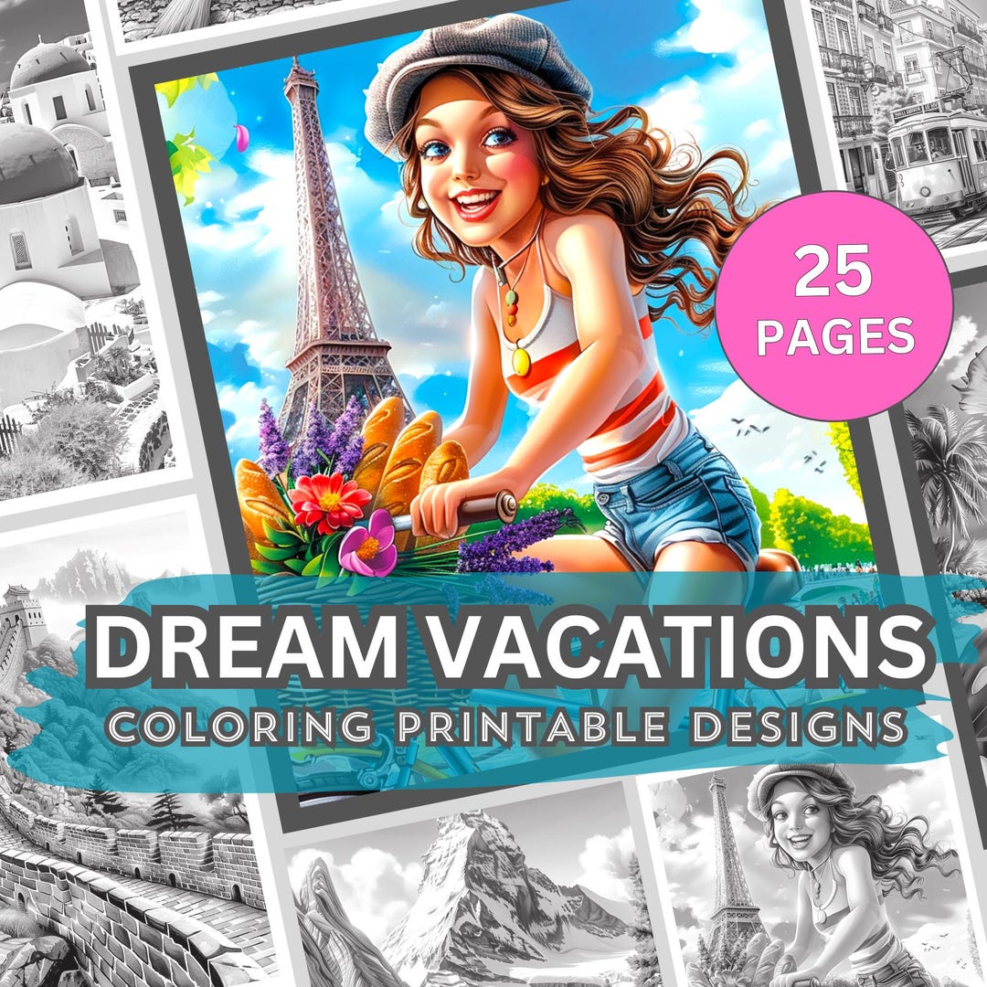 Travel Bucket List Coloring Pages for Adults - Dream Vacation ...