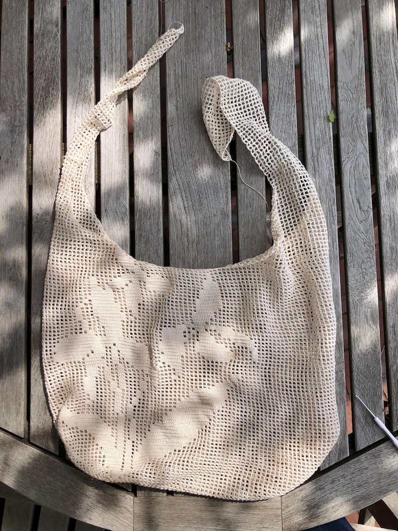 Floral Lace Bag Crochet Pattern – Large Filet Crochet Bag – Filet ...