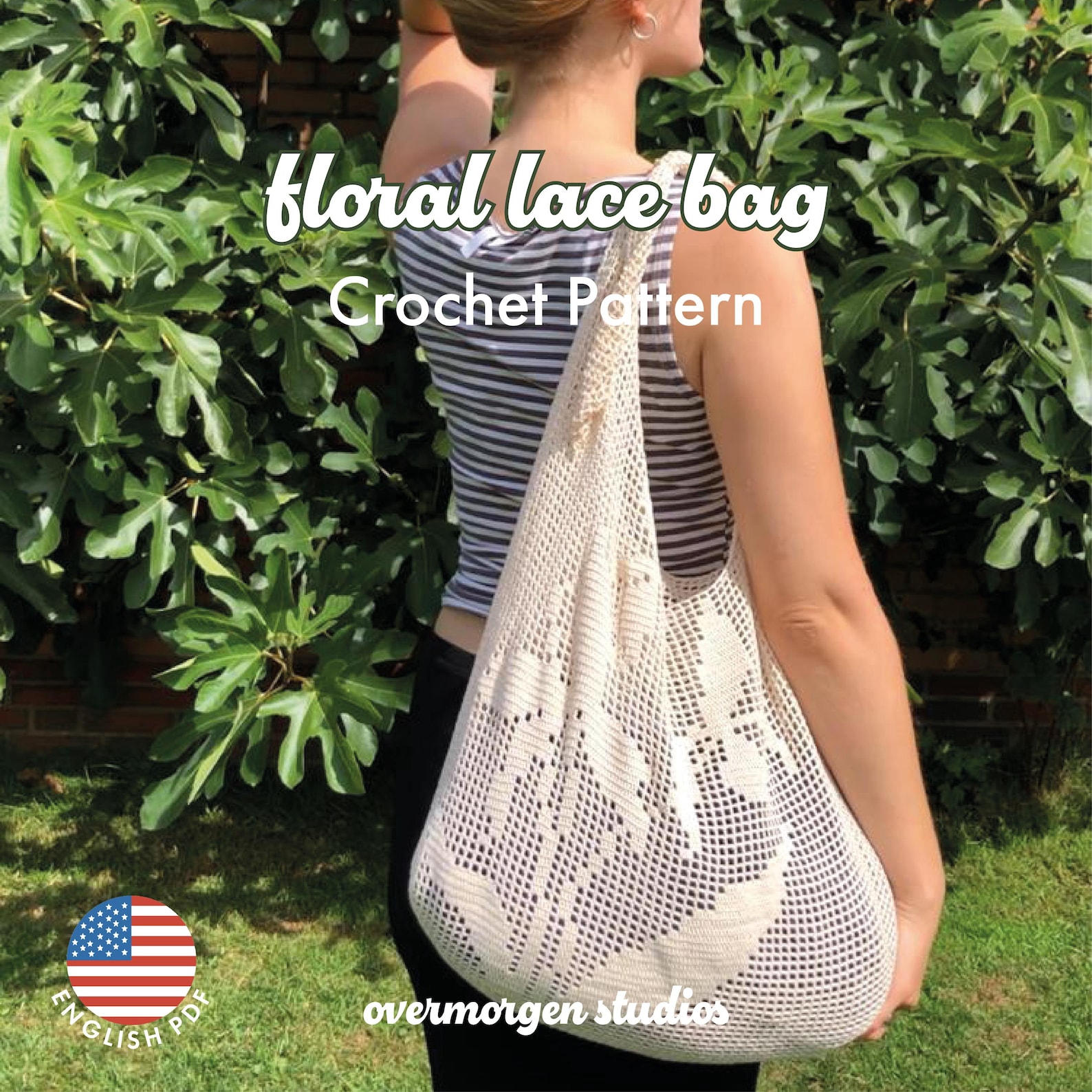 Floral Lace Bag Crochet Pattern – Large Filet Crochet Bag – Filet ...