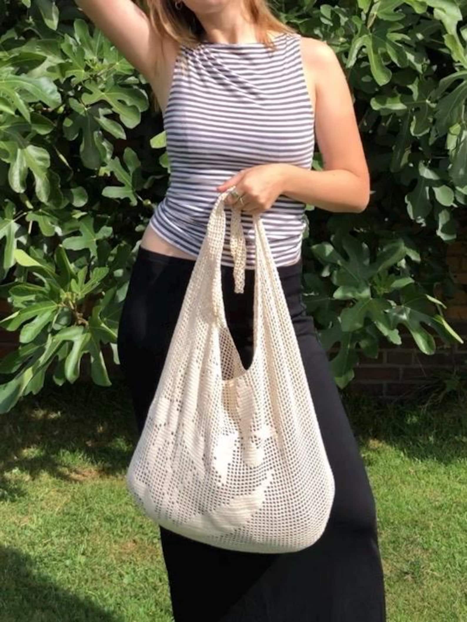 Floral Lace Bag Crochet Pattern – Large Filet Crochet Bag – Filet ...
