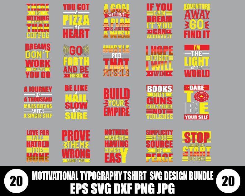 20 Typography Quotes T-shirt Design Bundle, Typography Tshirt Design ...