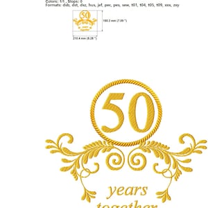 50 Years Together Machine Embroidery Design, Cheers to 50 Years ...