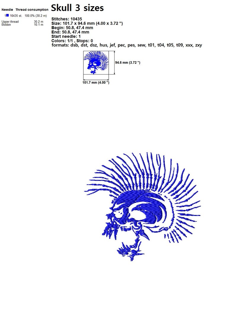 Punk Skull Embroidery Design, Biker Jacket Art (digital Download) - Etsy