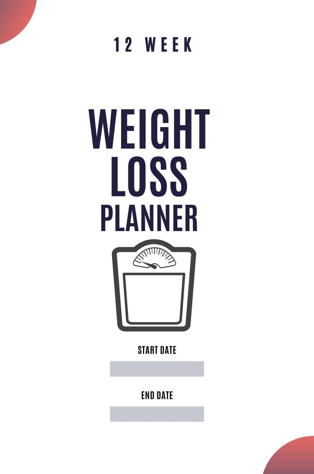 12 Week Weight Loss Planner, Instant Download - Etsy