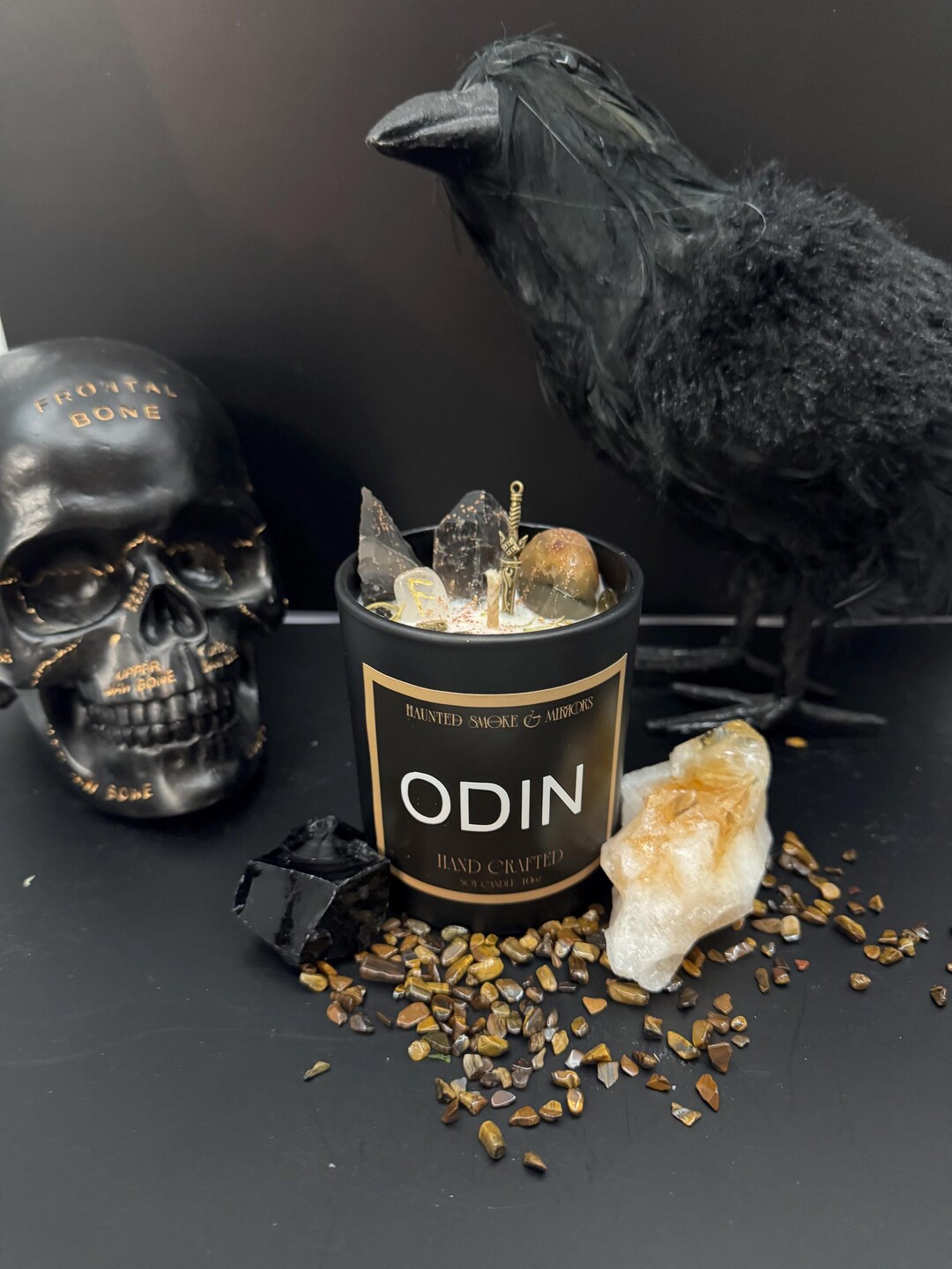 Odin Crystal Candle | Norse God Soy Candle With Crystals | Amber Blend ...