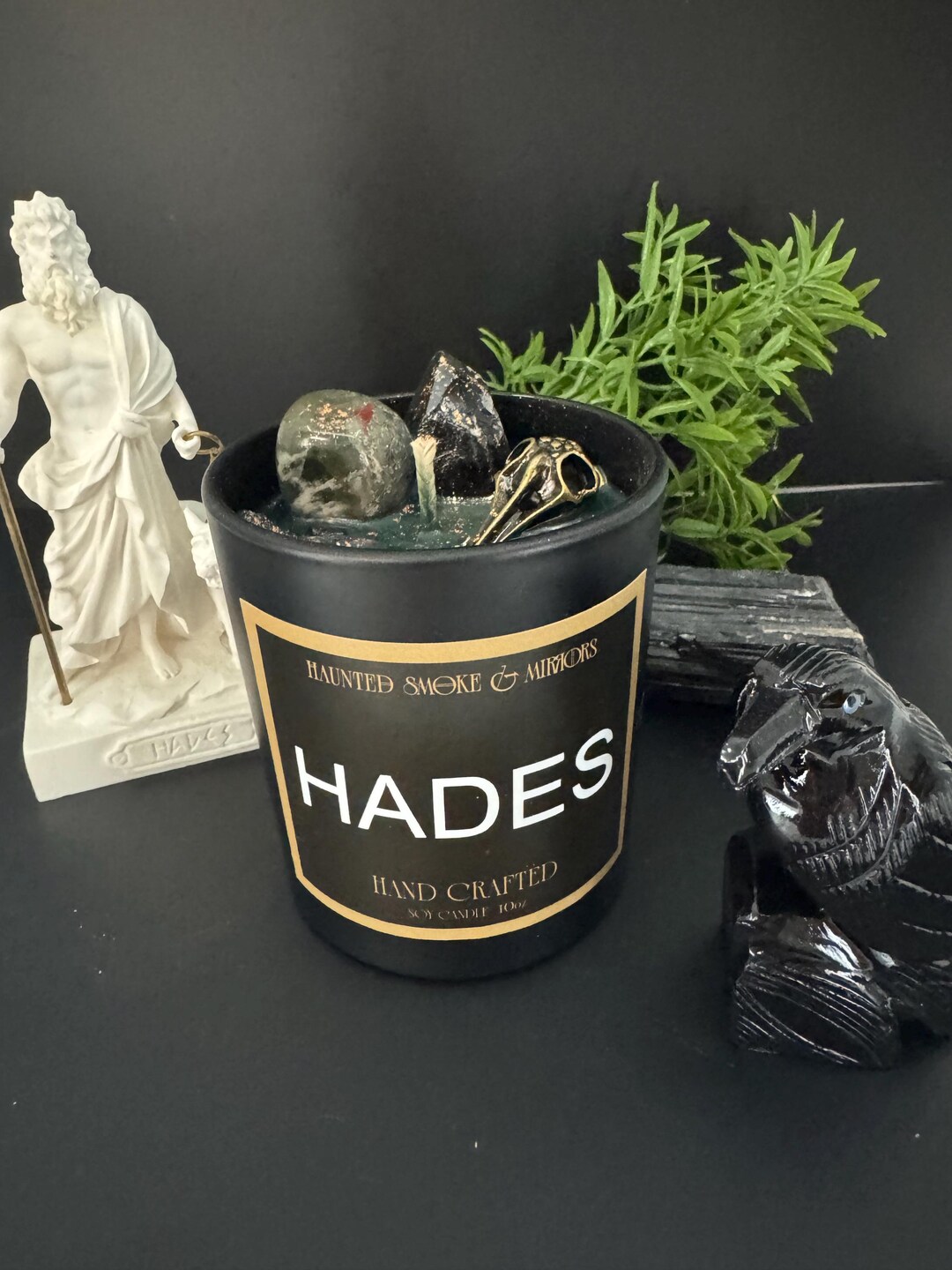 Hades Crystal Candle | Underworld & Shadow Deity Candle With Crystals ...