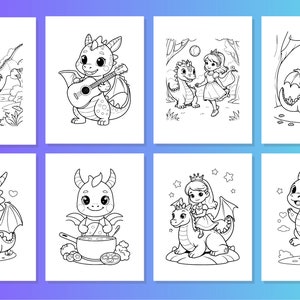 Kawaii Girls and Dragons! 50 Coloring Pages Featuring Cute Characters ...