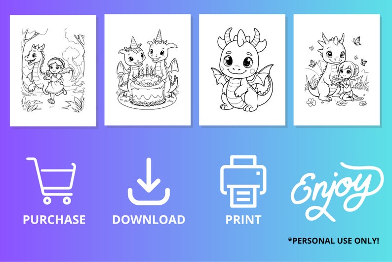 Kawaii Girls and Dragons! 50 Coloring Pages Featuring Cute Characters ...