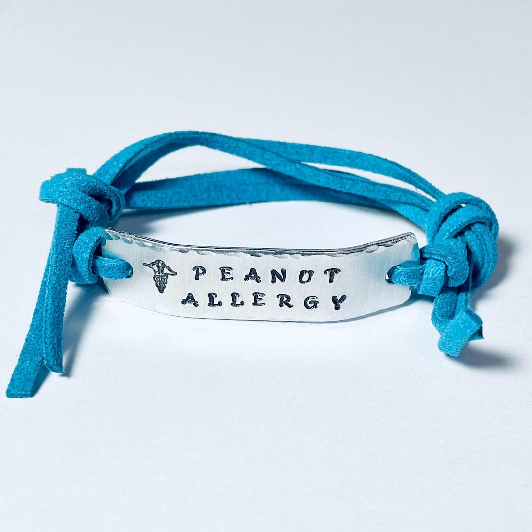 Peanut Allergy Bracelet Medical Alert Hand Stamped Aluminum and Faux ...
