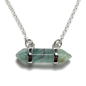Horizontal Double Crystal Point Pendant Necklace - Choose Fluorite ...