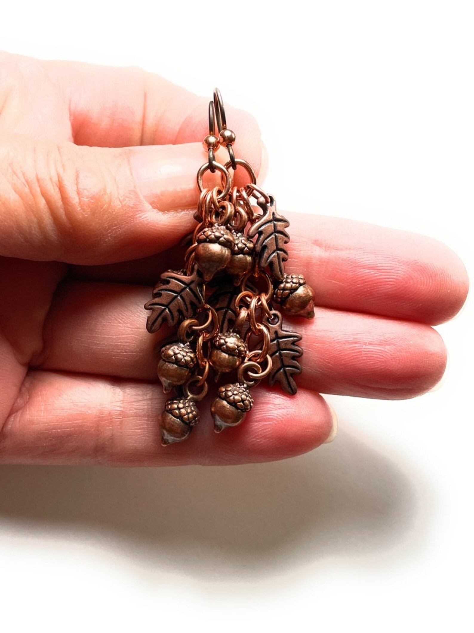 Cascading Copper Acorn and Oak Leaf Dangle Earrings Autumn - Etsy