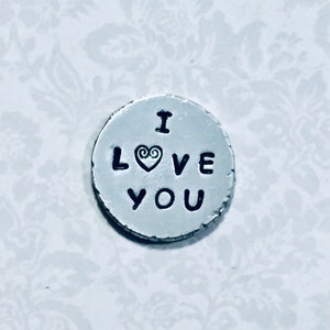 I Love You Pocket Token Keepsake- Hand Stamped Personalized Pewter Coin ...