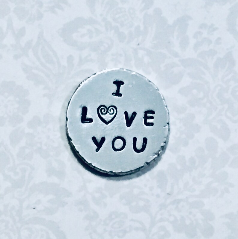 I Love You Pocket Token Keepsake- Hand Stamped Personalized Pewter Coin ...