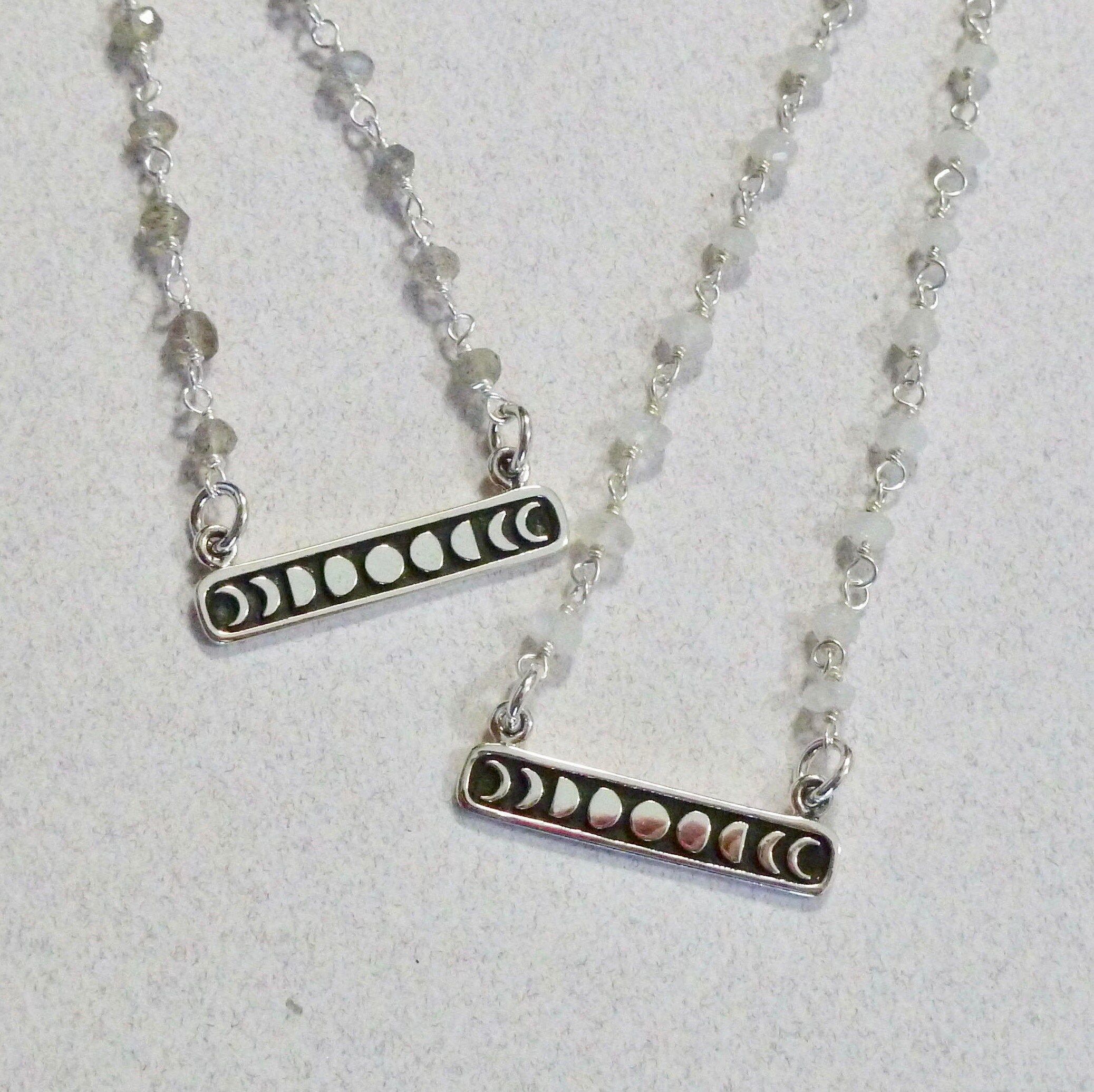 Moon Phase Sterling Silver Wire Wrapped Moonstone or | Etsy