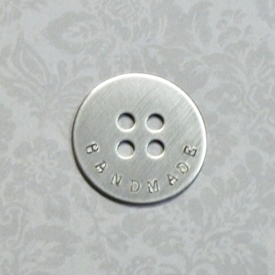 Personalized Hand Stamped 1" Metal Button With Large Sewing Holes for ...