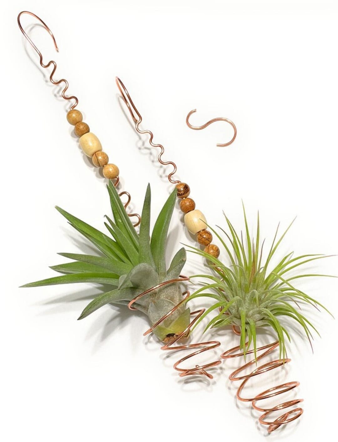Wire Wrapped Beaded Hanging Air Plant Holders - Set of 2 Hangers Only ...
