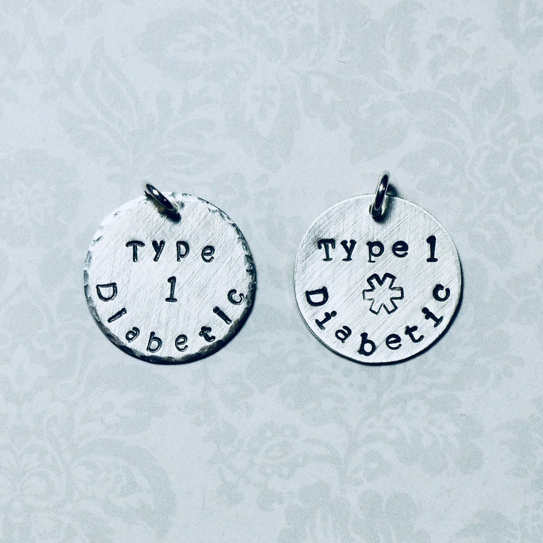 Medical Alert Hand Stamped Sterling Silver 3/4" Circle Charm - Type 1 ...
