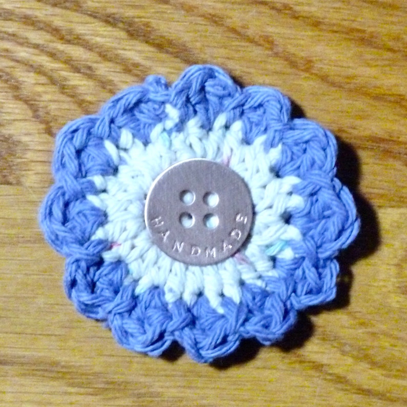 Personalized Hand Stamped 1" Metal Button With Large Sewing Holes for ...