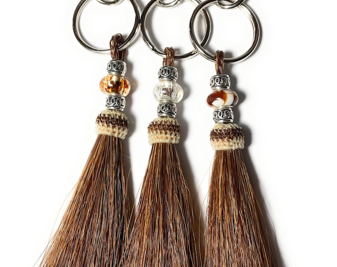 Horsehair Tassel Keychain, 7" Braided Horse Hair Keyring, Western ...