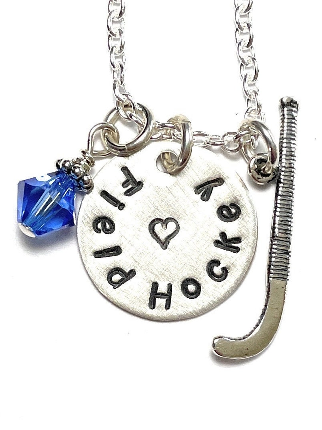 Love Field Hockey Hand Stamped Sterling Silver Charm Necklace, Sports ...