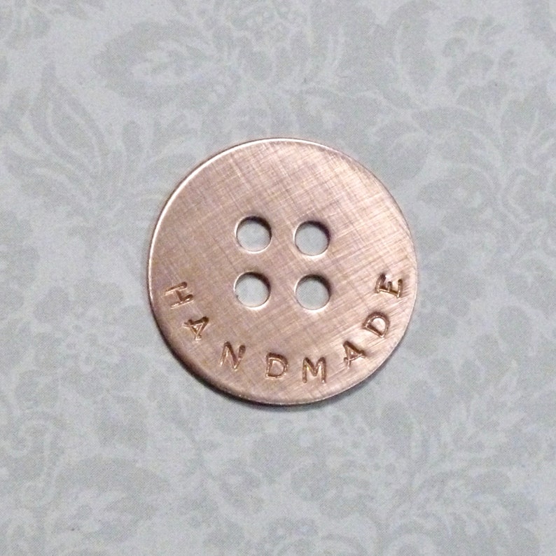 Personalized Hand Stamped 1" Metal Button With Large Sewing Holes for ...
