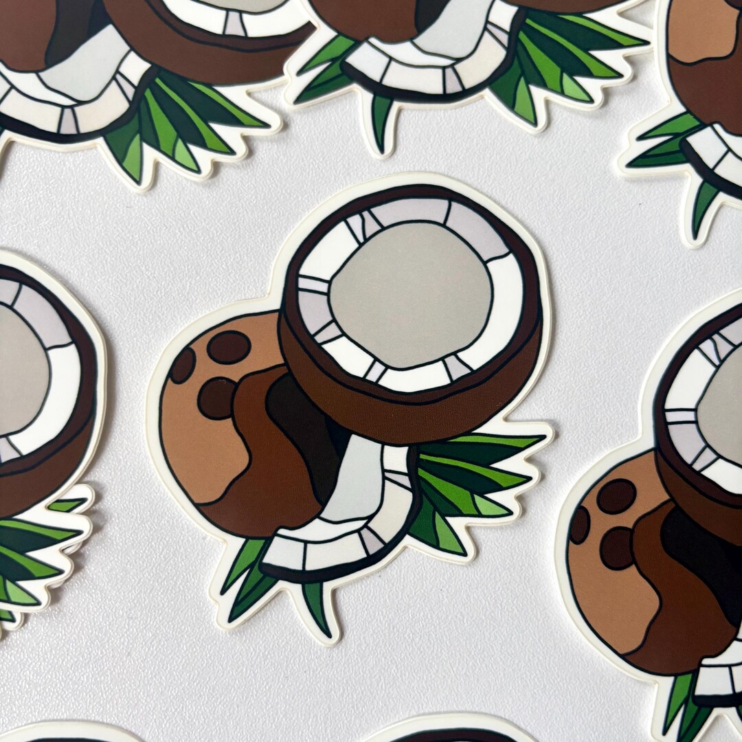 Small Coconut Sticker - Fruit Decal or Sticker for Laptops, Water ...