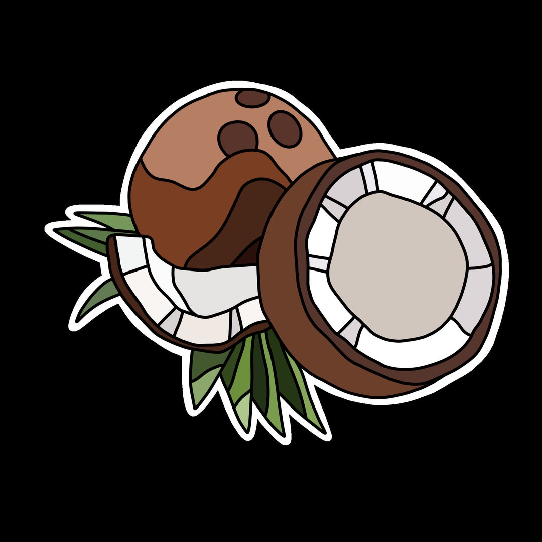 Coconut Tree Sticker - Durable Vinyl Fruit Decal for Laptops, Water ...