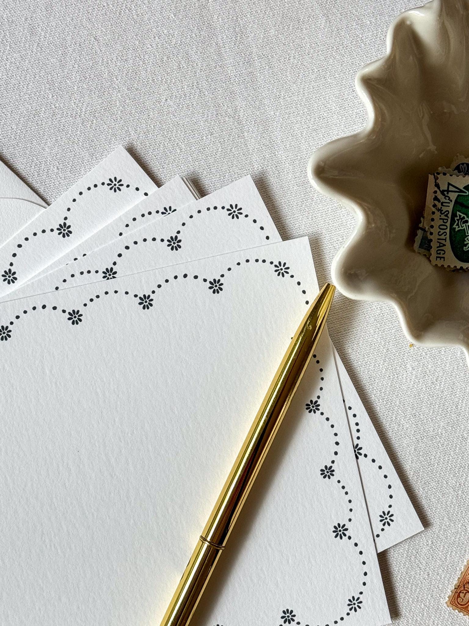 Dottie Stationery Set | 10 Hand-painted Dot Border Cards | A6 Note ...