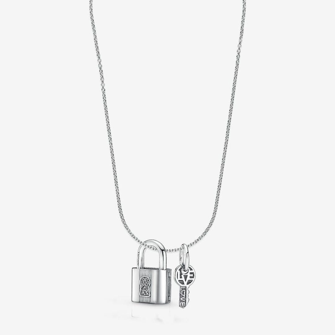 S925 Pandora Lock and Key Necklace Set 45cm - Etsy